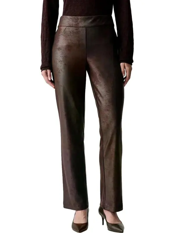 Joseph Ribkoff Crackle-effect Straight-leg Trousers - Brown