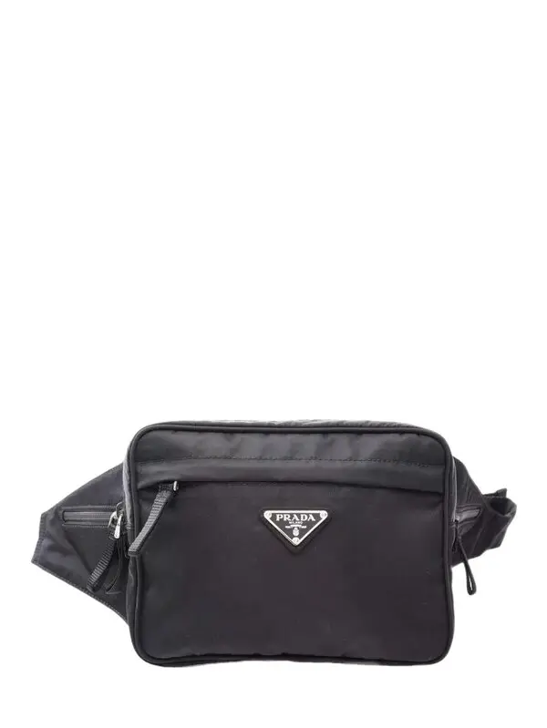 Prada Logo Plaque Belt Bag - Black