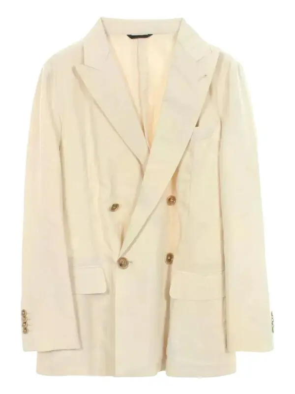 Giorgio Armani 2000s Raw-edge Double-breasted Blazer - Neutrals