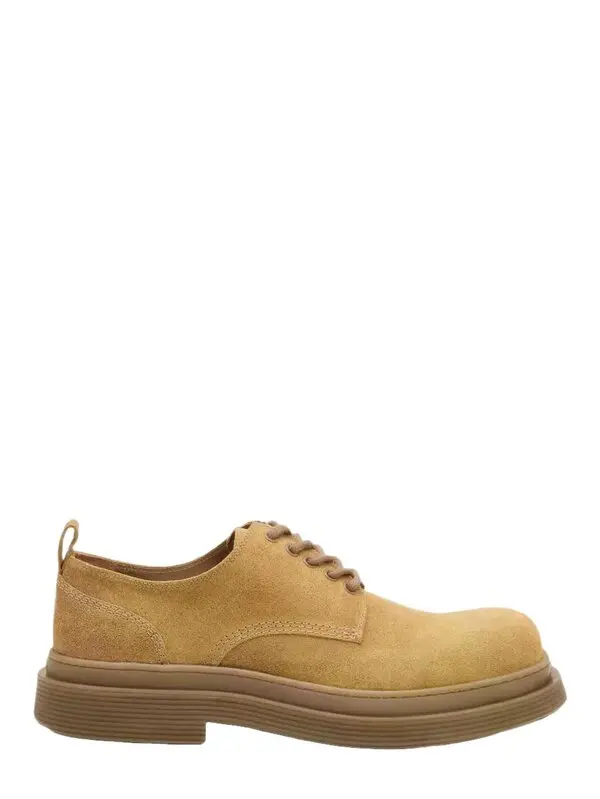 AMI Paris Waxed Suede Leather Derby Shoes - Neutrals