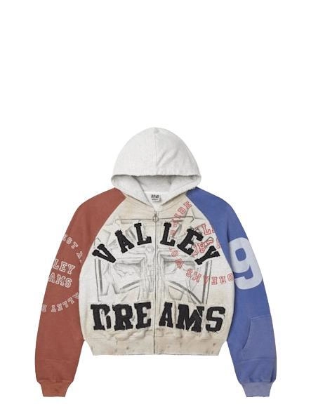 VALE FOREVER Patriot Chop And Screw Zip Up Hoodie - Grey