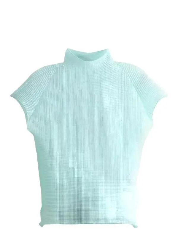 Issey Miyake Wooly Pleats-68 Pleated High-neck Top - Blue