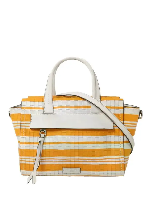 COACH VINTAGE Bleecker Woven Striped Tote Bag - Yellow