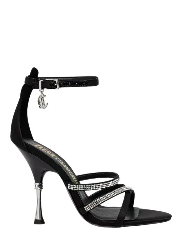 Just Cavalli Crystal Embellished Buckle Fastening High Heel Sandals - Black