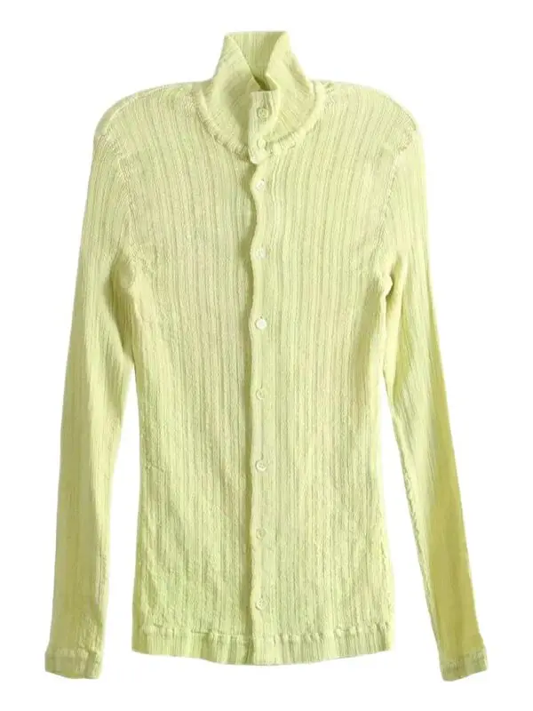 Issey Miyake Ribbed High-neck Cardigan - Yellow