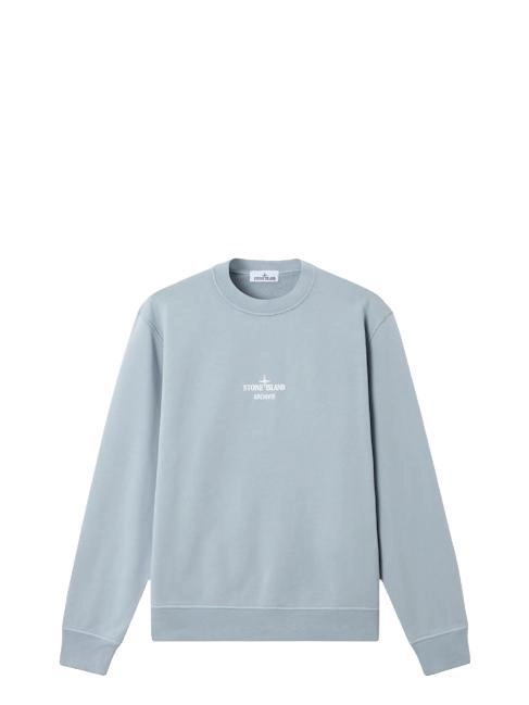 Stone Island Cotton Fleece Sweatshirt With 'archivio' Print - Ash Grey