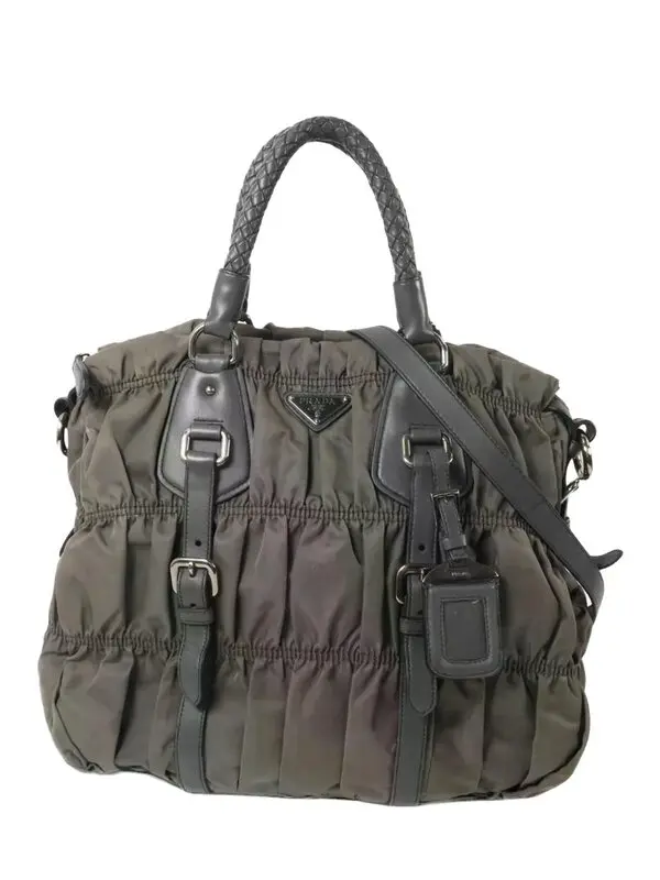 Prada Tessuto Gaufre Two-way Handbag - Grey