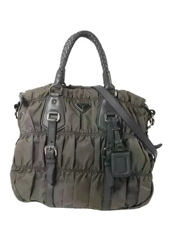 Prada Tessuto Gaufre Two-way Handbag - Grey