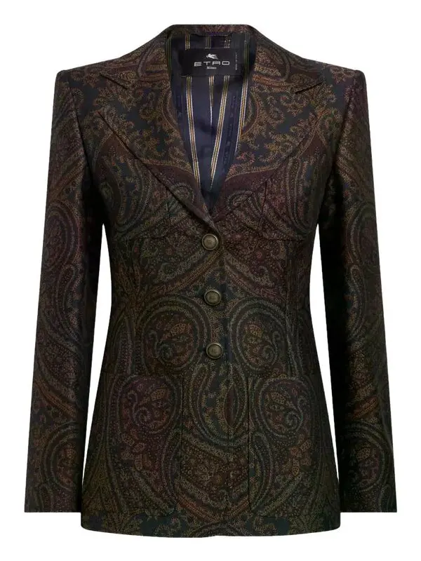 Etro Single-breasted Paisley Jacquard Jacket - Blue