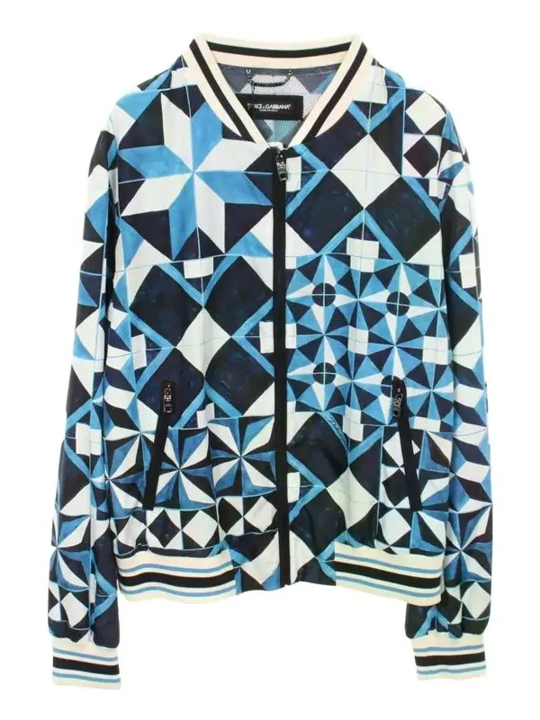 Dolce & Gabbana Geometric Print Bomber Jacket - Blue
