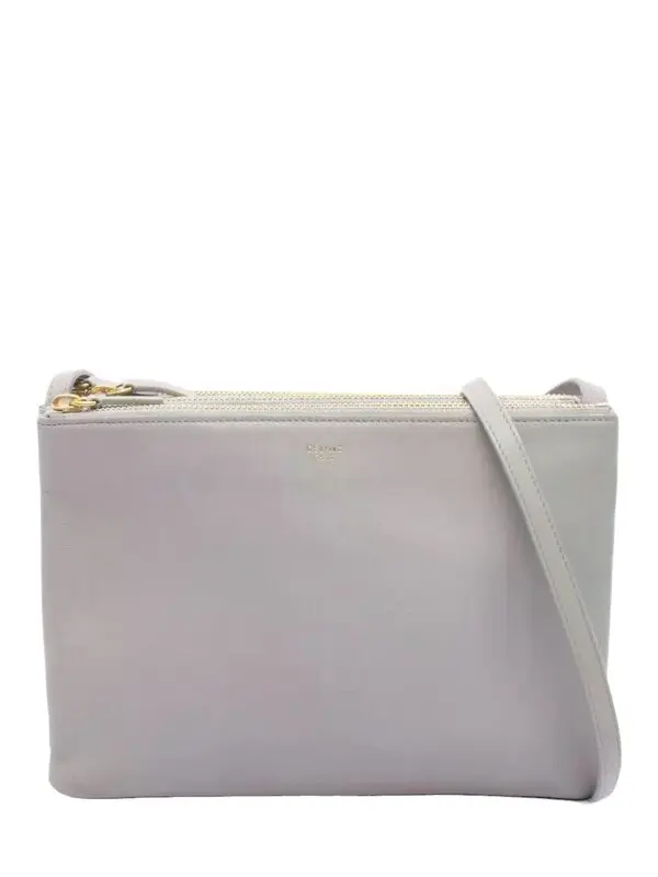 Celine Large Trio Leather Shoulder Bag - Grey