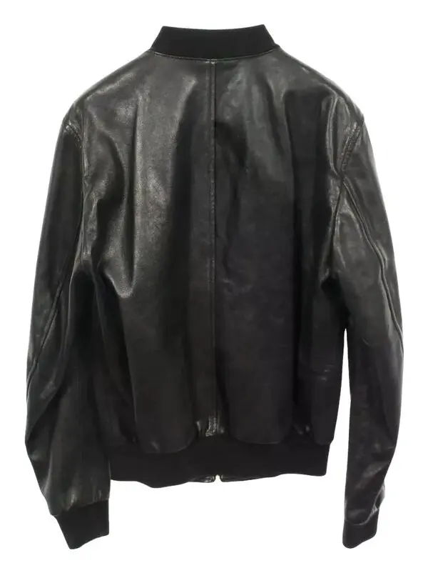 Dolce & Gabbana Leather Bomber Jacket - Black