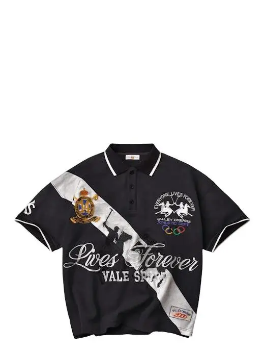VALE FOREVER Panda Polo Shirt - Black