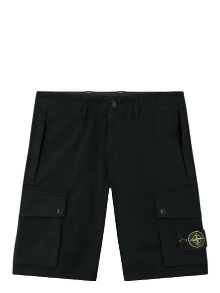 Stone Island Slim Fit Cargo Bermuda Shorts - Black