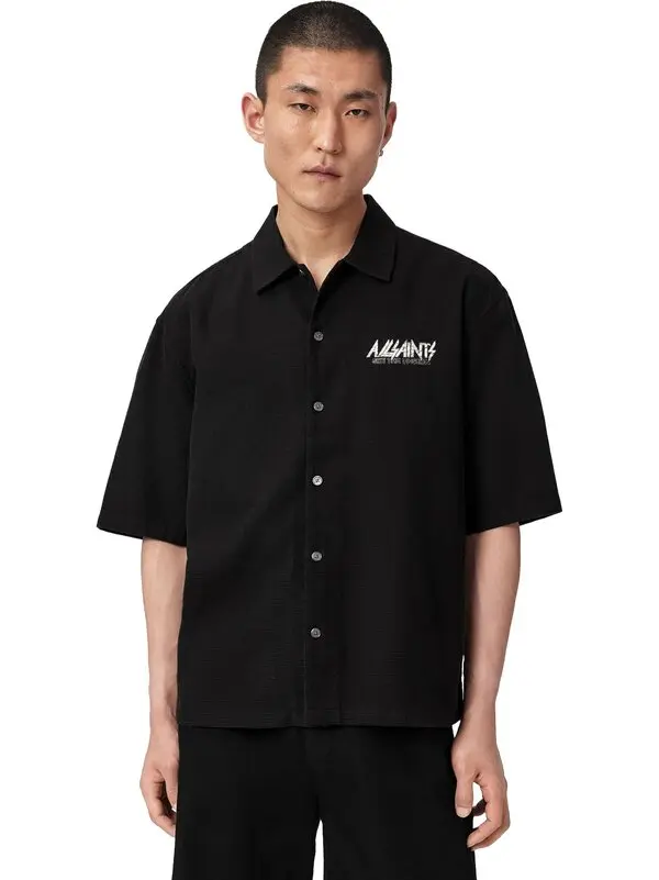 ALLSAINTS Synth Short Sleeve Oversized Shirt - Black