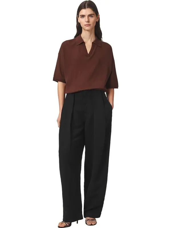 ALLSAINTS Phi Linen-blend Wide Leg Pants - Black