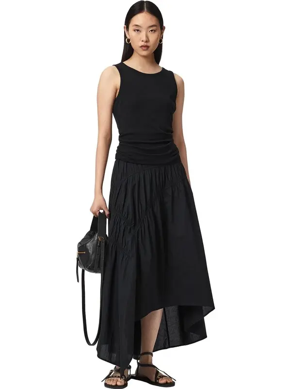 ALLSAINTS Nuria Gathered Maxi Skirt - Black