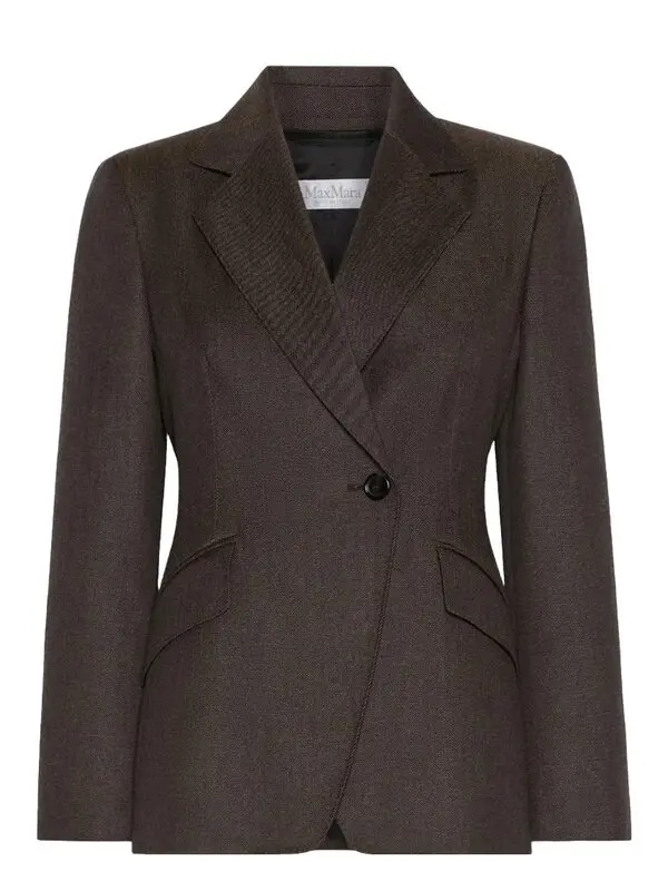Max Mara Denim-look Wool Fitted-waist Blazer - Black
