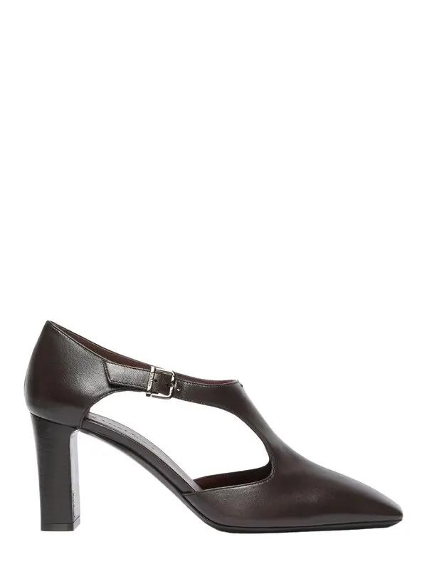 Max Mara Nappa Leather Cut-out Brogues - Dark Brown