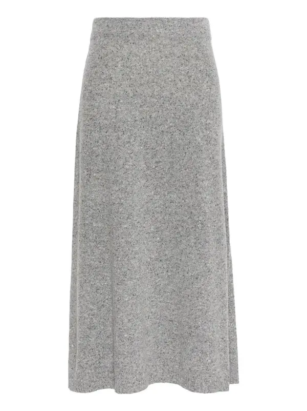 Max Mara Flared Tweed Midi Skirt - Medium Grey