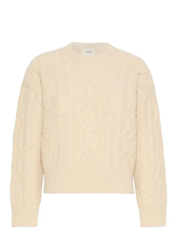 Max Mara Cable Knit Wool Yarn Jumper - Ice