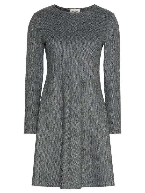 Max Mara Flared Jacquard Jersey Dress - Medium Grey