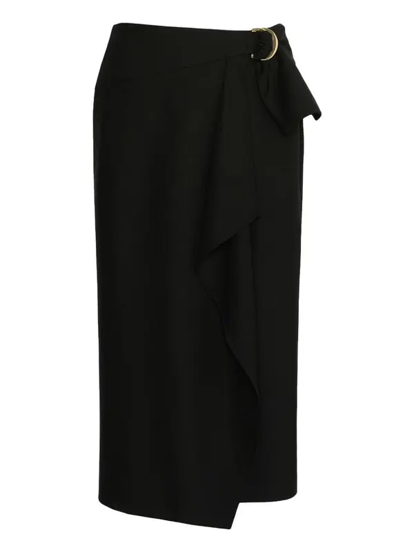 Max Mara Stretch Wool Twill Midi Skirt - Black