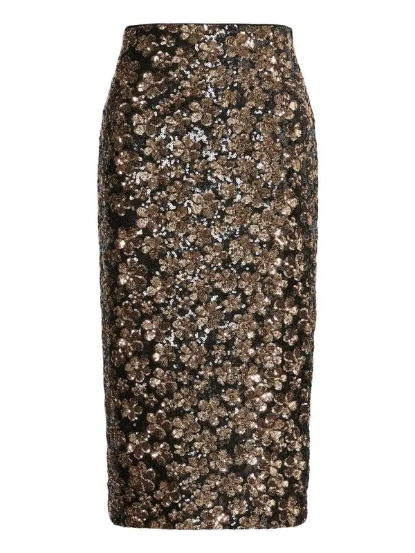 Max Mara Sequined And Embroidered Tulle Pencil Skirt - Bronze