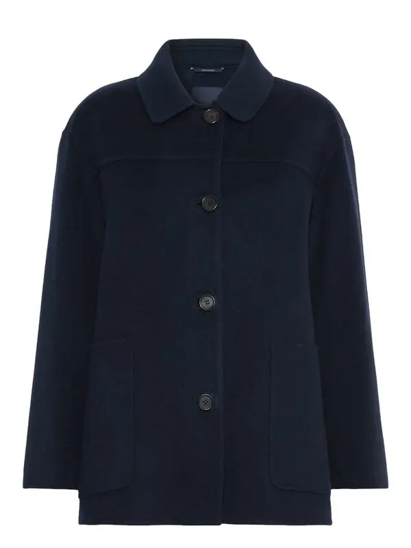 Max Mara Wool Drap Short Coat - Midnightblue