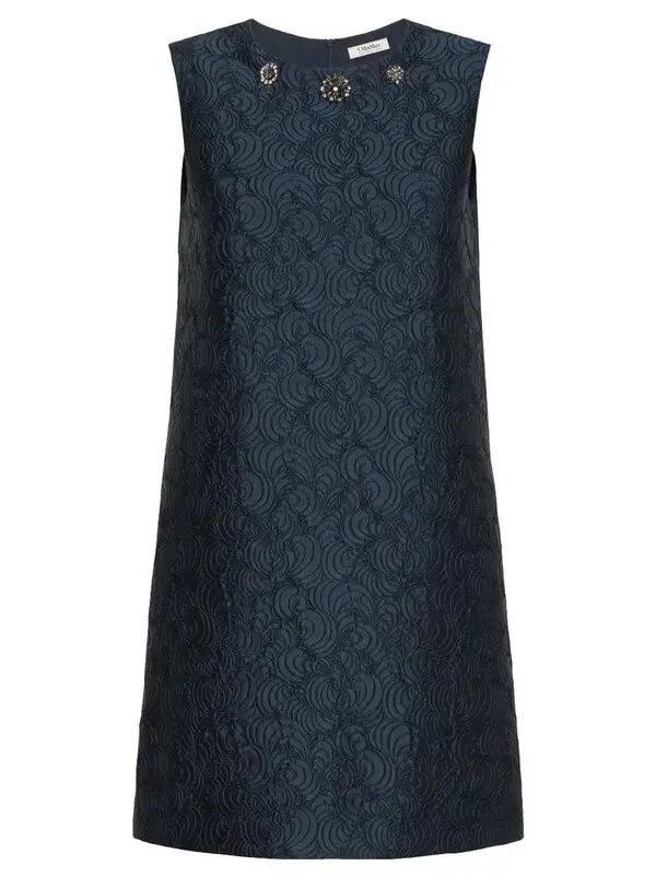 Max Mara Cotton-blend Jacquard Princess-line Dress - Midnightblue