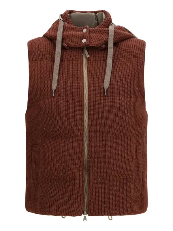 Brunello Cucinelli Hooded Down Vest - Brown