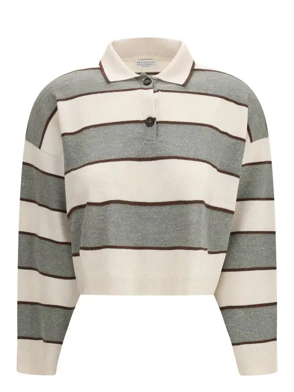 Brunello Cucinelli Striped Knit Polo Sweater - Multicolour