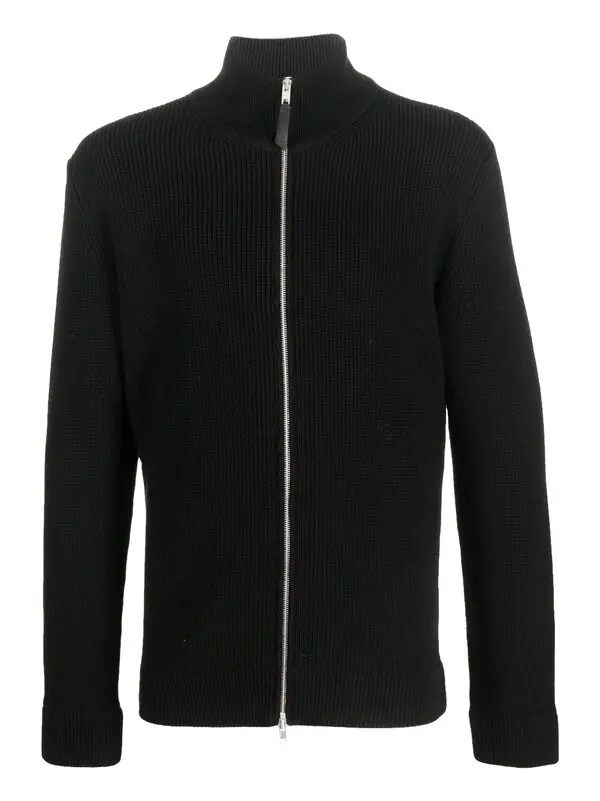 MAISON MARGIELA Ribbed Knit Zip Cardigan - Black