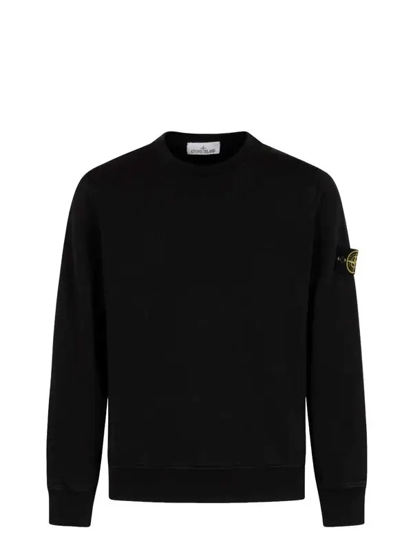 Stone Island Crewneck Sweatshirt With Appliqu - Black