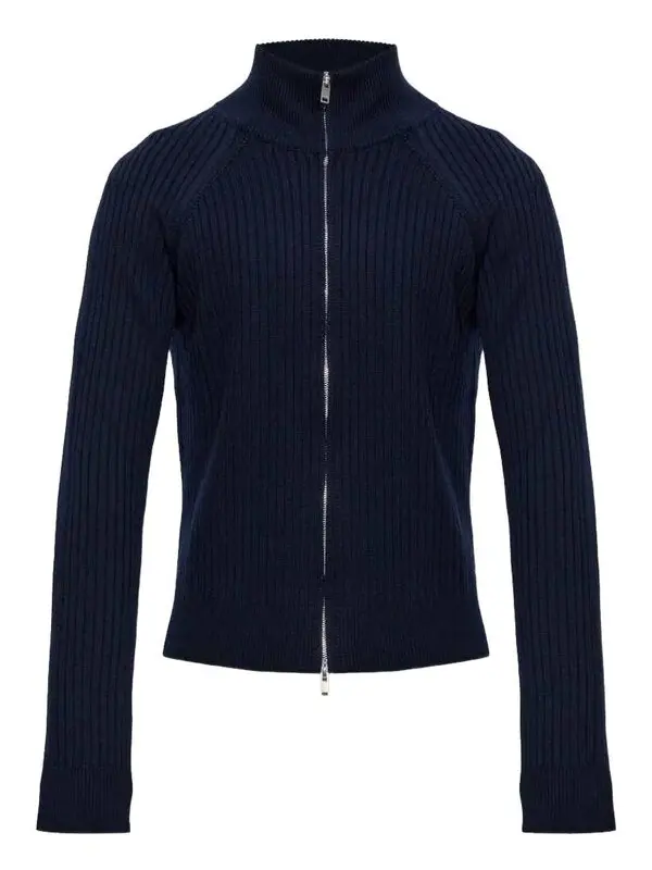 MAISON MARGIELA Ribbed Zip-up Cardigan - Blue
