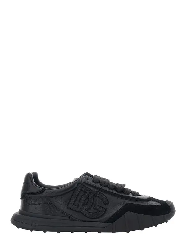 Dolce & Gabbana Leather Athletic Low Top Sneakers - Black