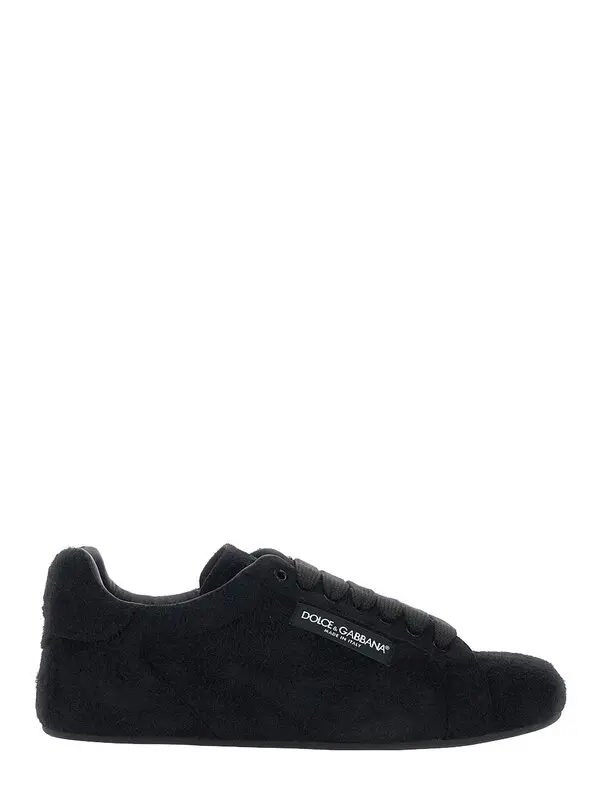 Dolce & Gabbana Suede 'portofino' Sneakers With Logo Detailing - Black
