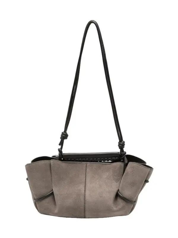 Hereu Suede Tote Bag With Pleated Detail - Gray