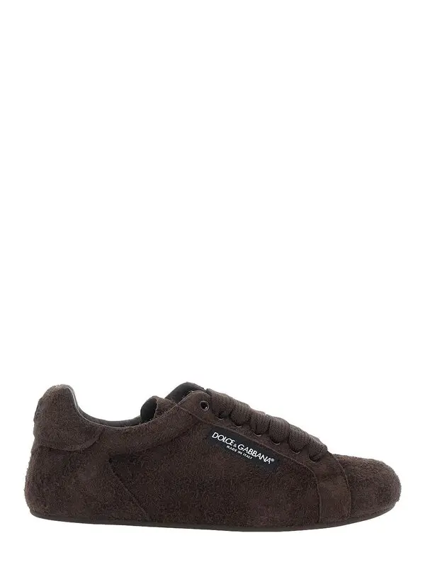 Dolce & Gabbana Suede 'portofino' Sneakers With Logo Detail - Brown