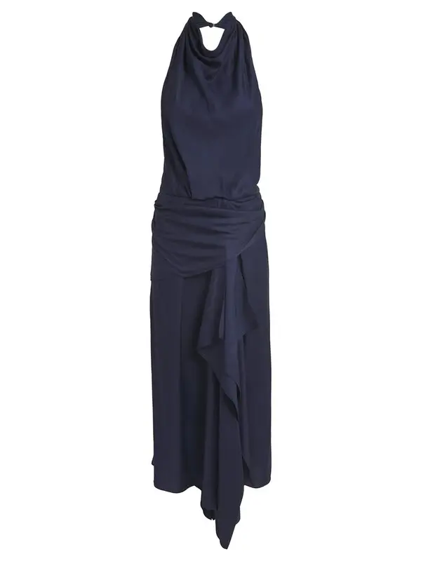 Brandon Maxwell The Marin Scarf Midi Dress - Navy