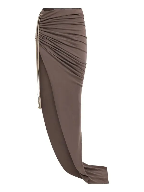 Rick Owens Gathered Maxi Skirt With Dramatic Train - Grey