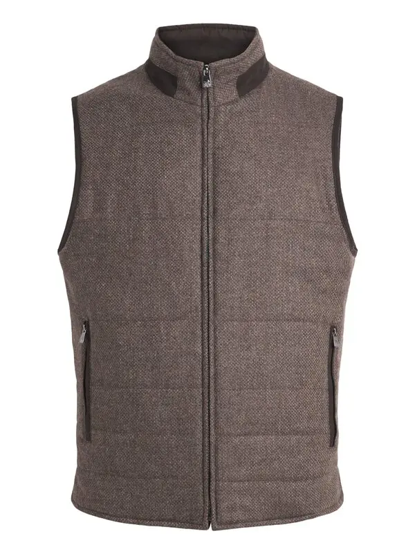 Corneliani Wool-cashmere Reversible Padded Gilet - Brown