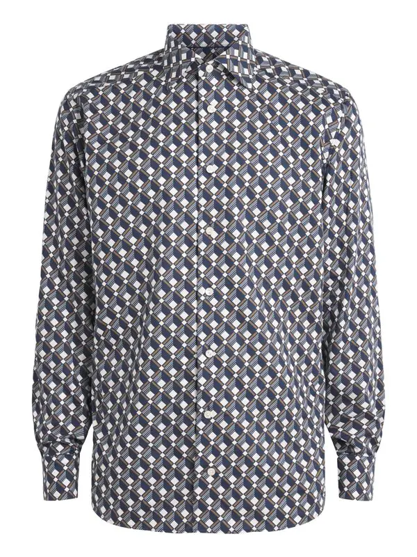 Eton Geometric Print Shirt - Navy