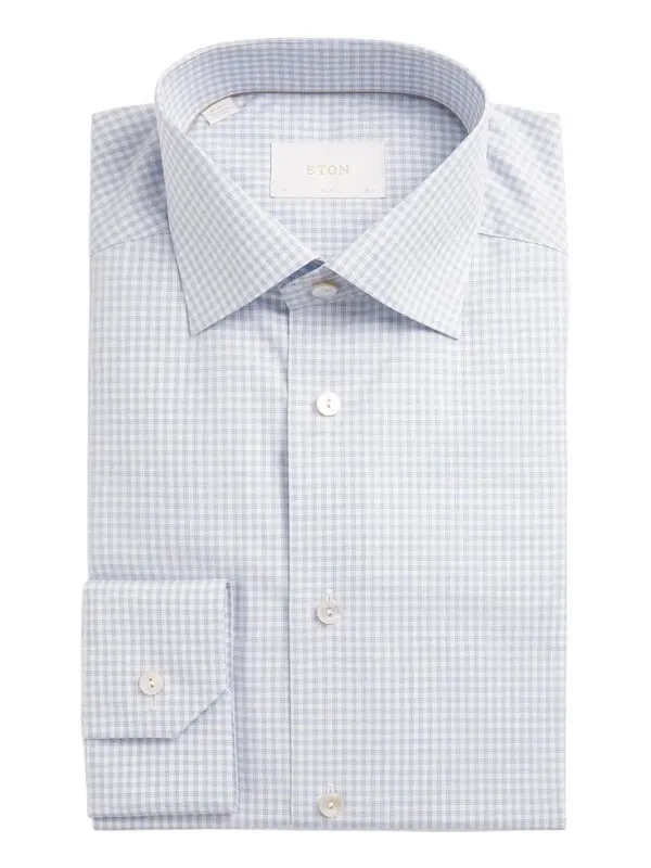 Eton Supima Cotton Check Slim Fit Shirt - Blue