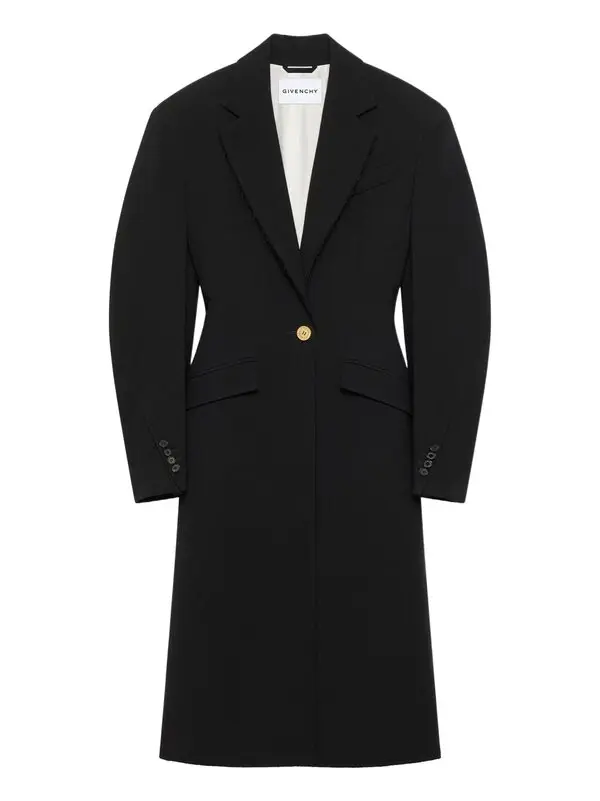Givenchy Cocoon Fitted Coat In Wool - Black