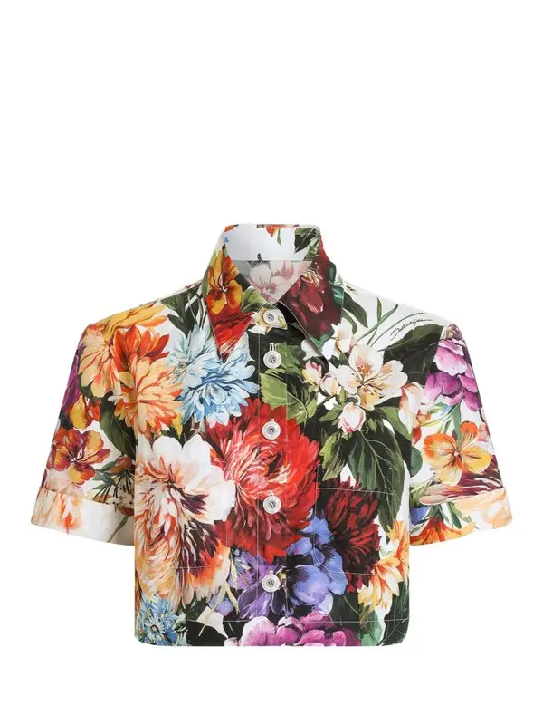 Dolce & Gabbana Floral Printed Cropped Shirt - Multi-color