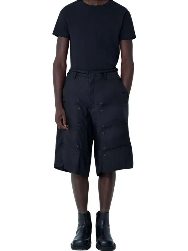 Yohji Yamamoto Padded Shorts With Silver-tone Hardware - Black