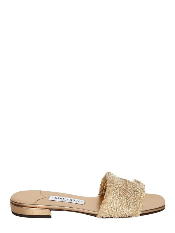JIMMY CHOO Square-toe Slides - Nude