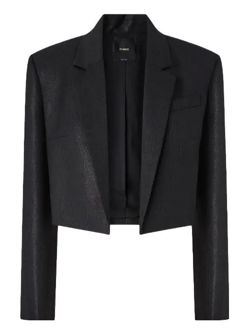 Pinko Shiny-effect Pinstriped Spencer Jacket - Black