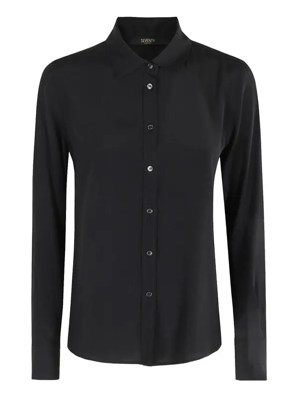 Seventy Single-breasted Button-down Shirt With Lapel Collar - Black